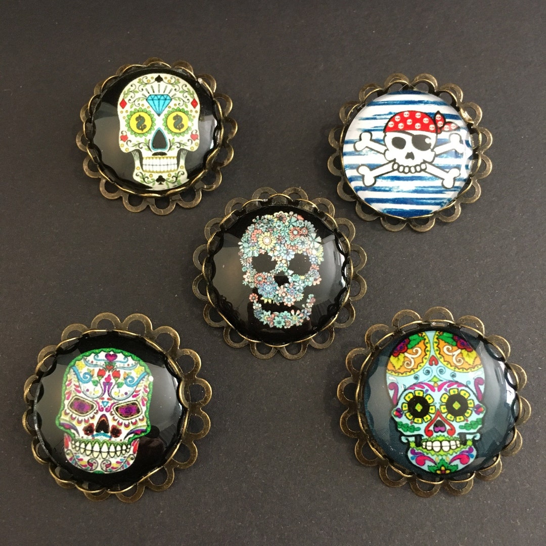 Sugar Skull Brooches - 5 Designs - Etsy