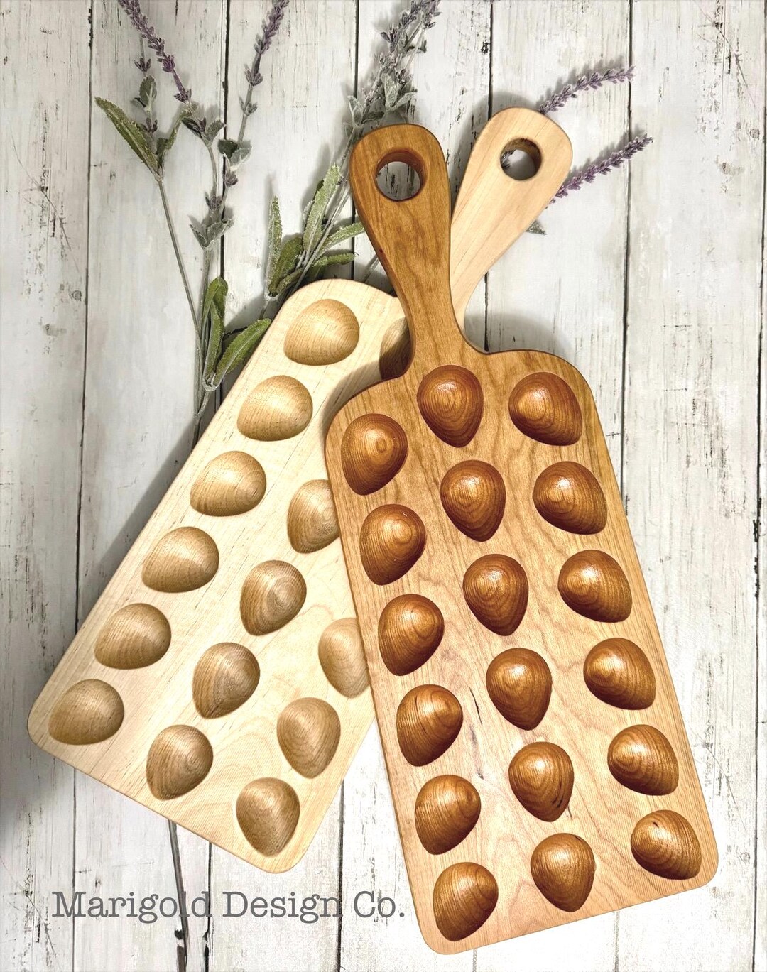 Deviled Egg Serving Tray With Handle - Handcrafted Wood Serving Tray - Unique Egg Platter With ...