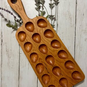 Deviled Egg Serving Tray With Handle - Handcrafted Wood Serving Tray - Unique Egg Platter With ...