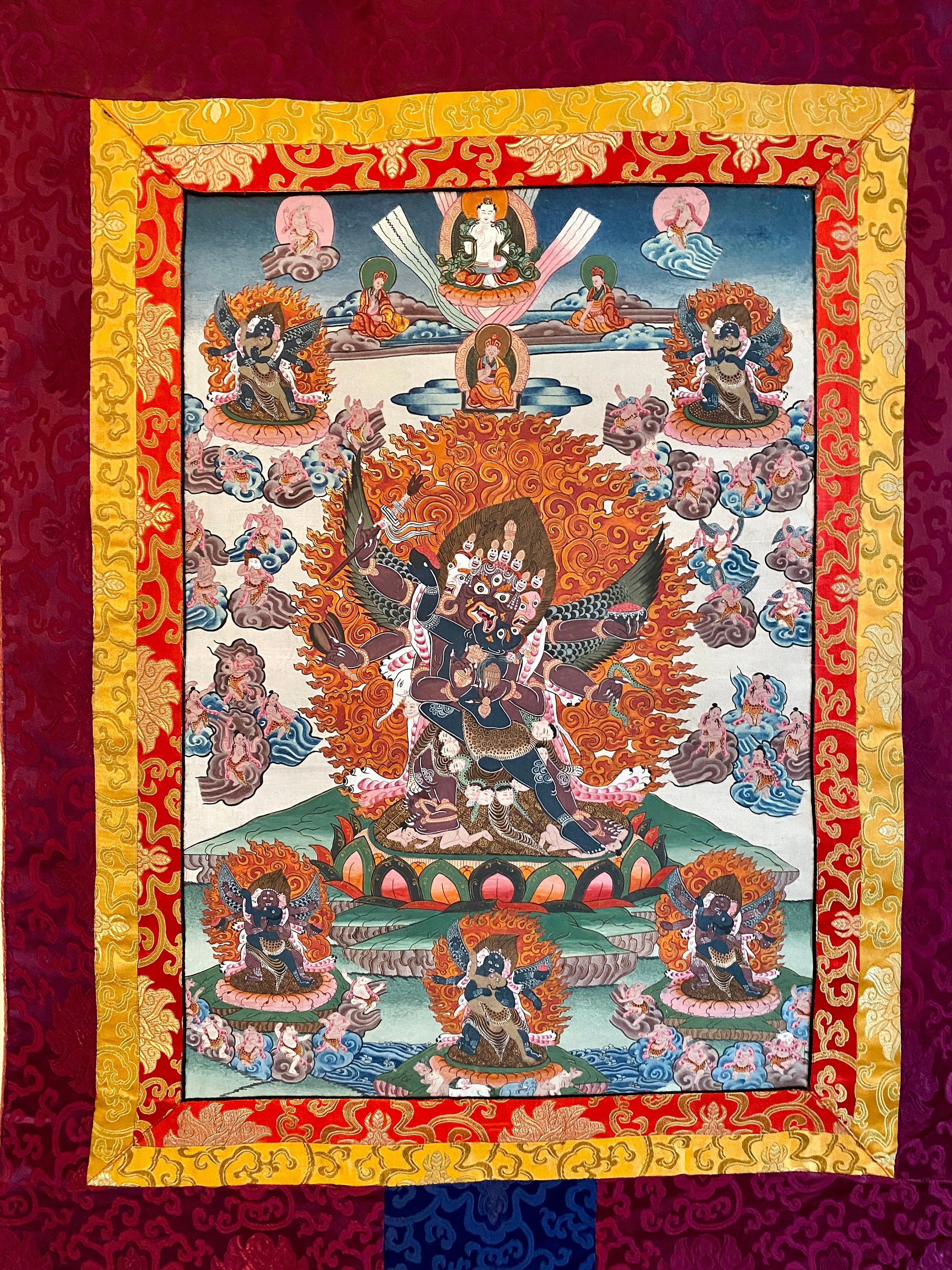Buddhist Vajrakilaya Thangka / Thanka with Brocade Painted in - Etsy España