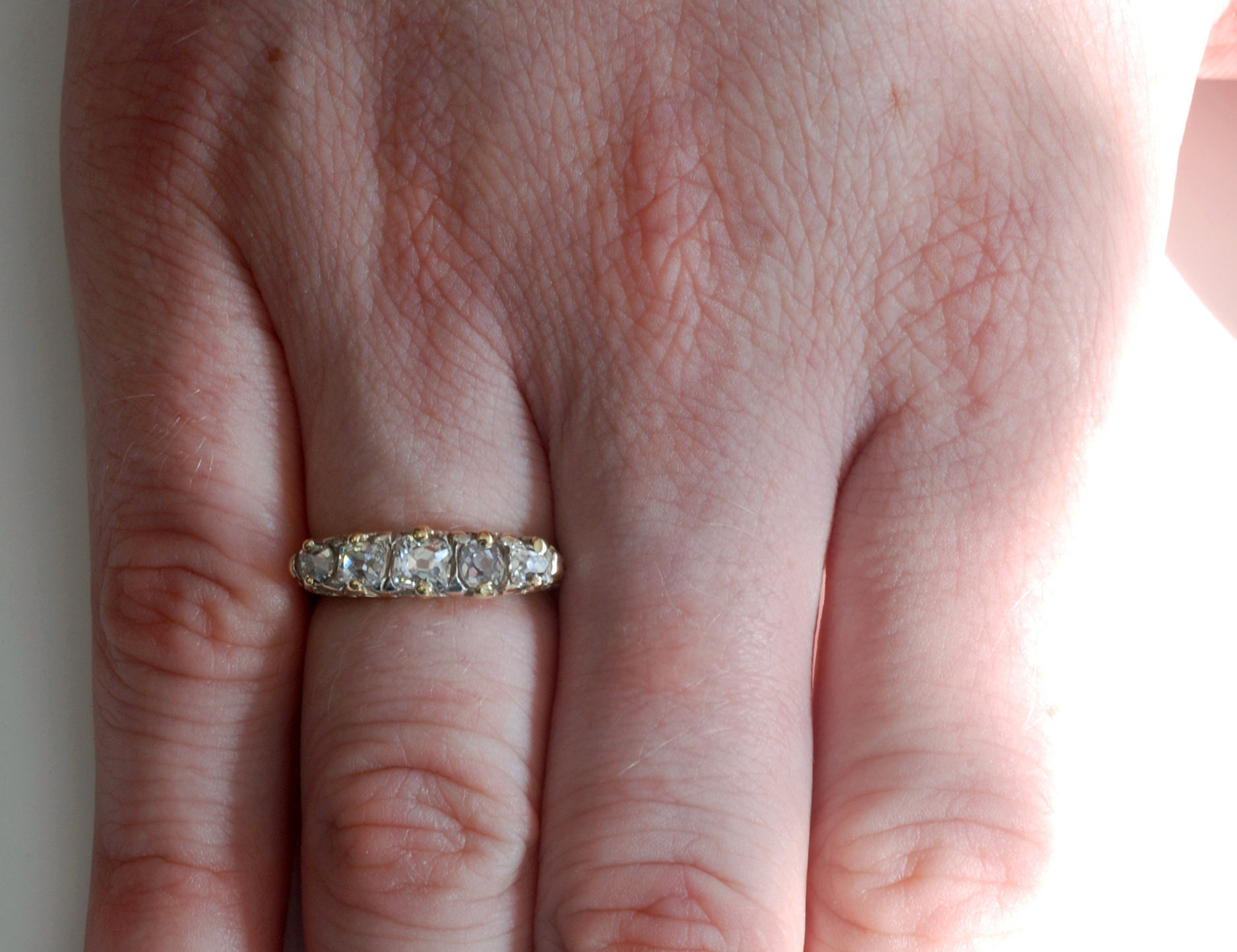 18ct Victorian 5 Stone Diamond Bridge Ring - Etsy