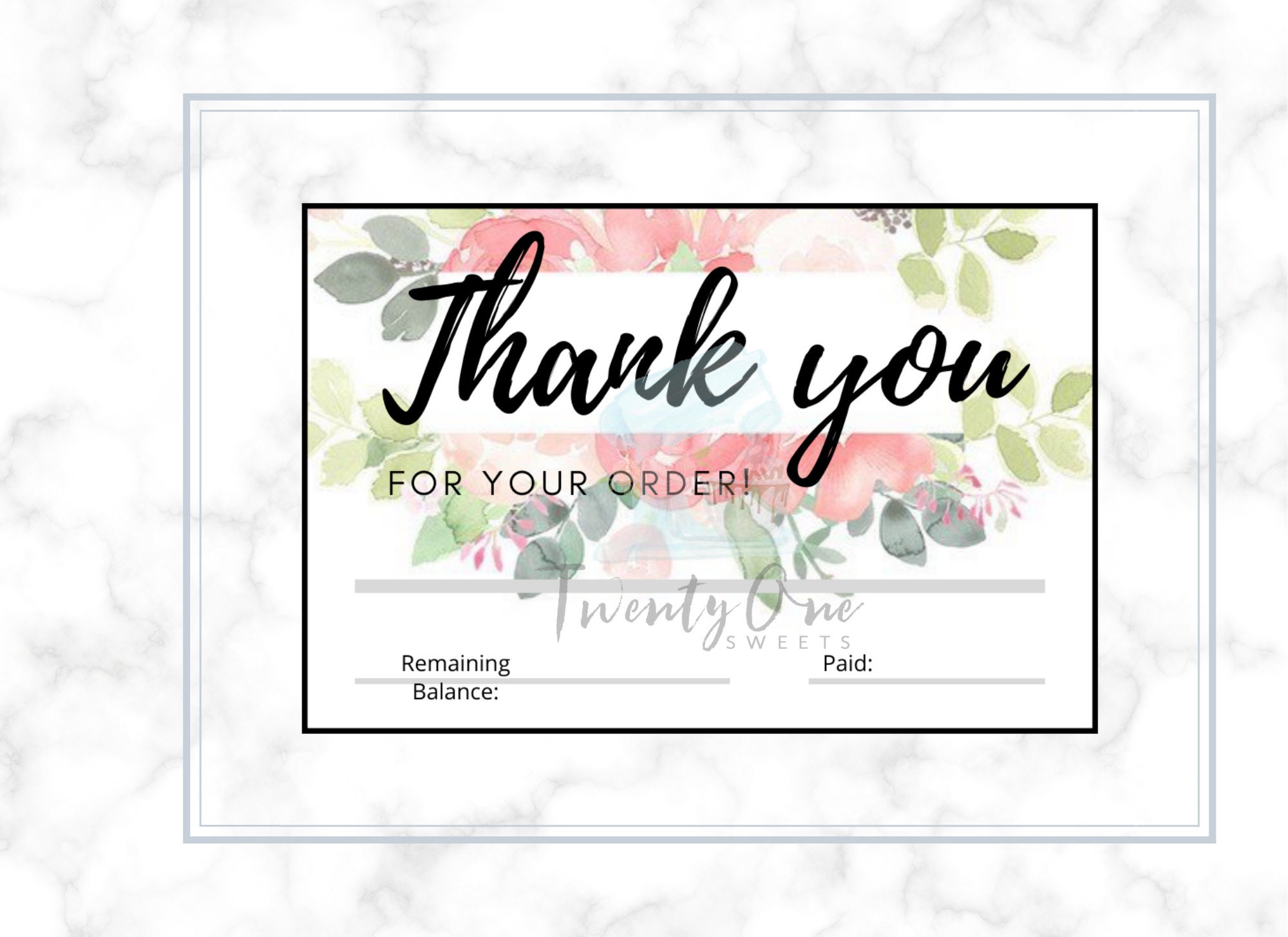 Order Pick Up Card Pink Floral Design 3.5 x 2 | Etsy