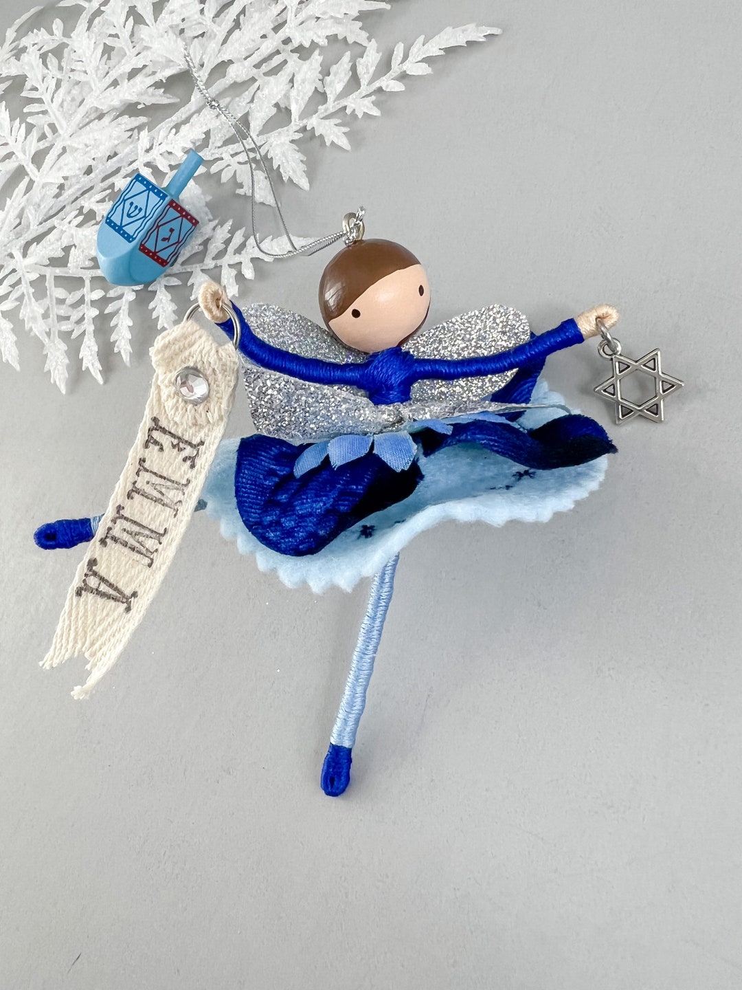 Jewish Star Hanukkah Name Ornament, Personalized Christmukkah Fairy ...