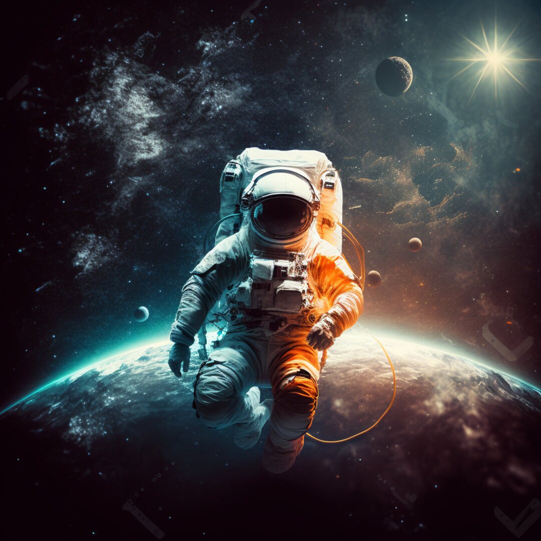 Galactic Artworks for Digital Download Astronaut in Space Dark ...