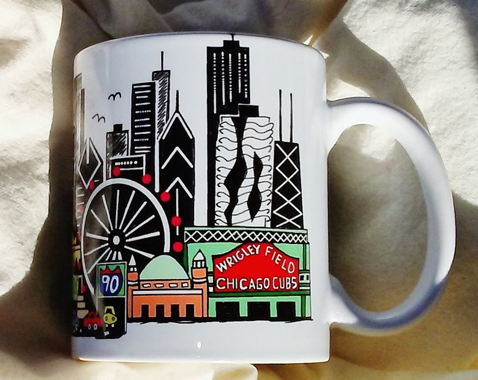 Chicago LANDMARK Skyline Coffee Mug Wrigley Field Navy - Etsy Canada