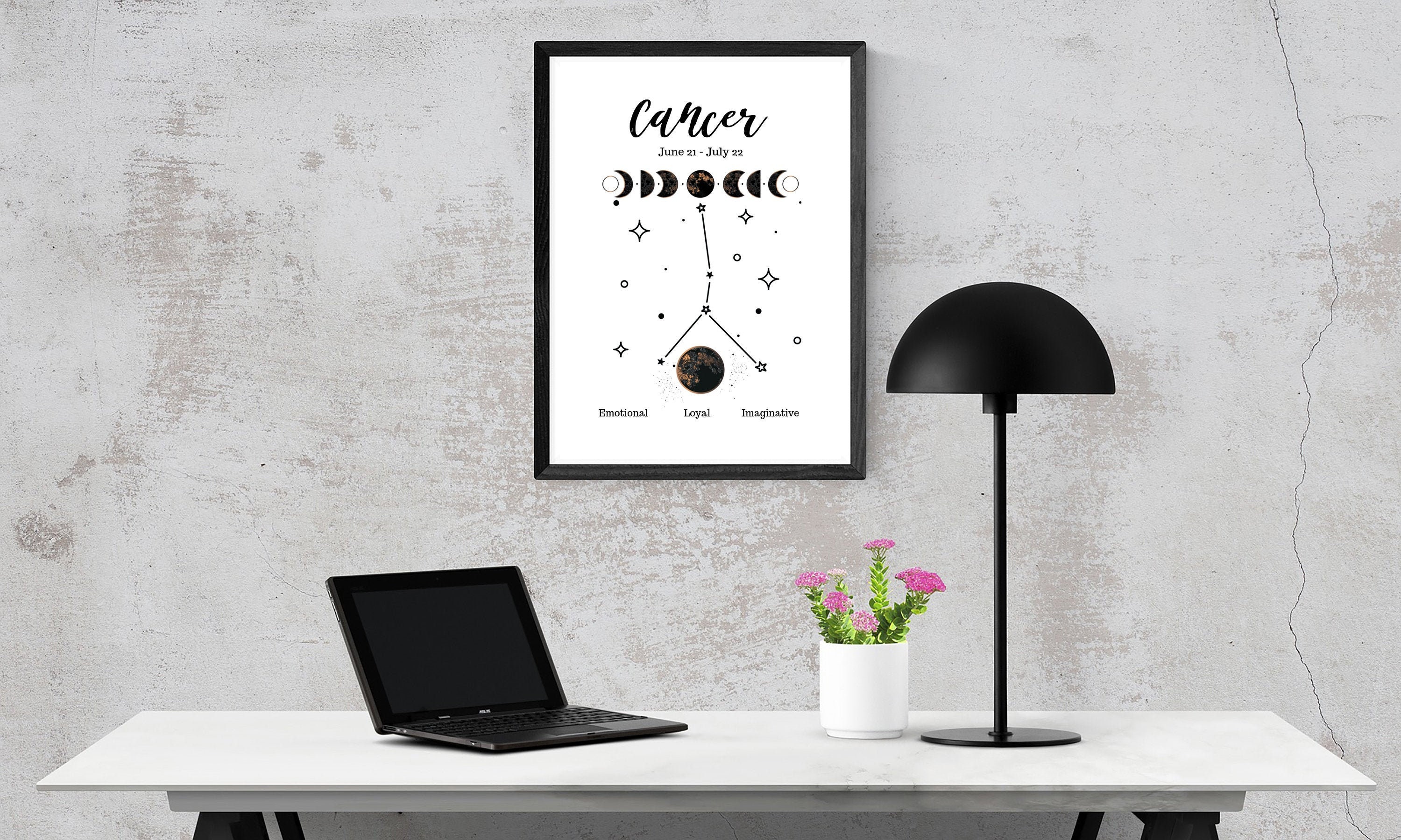 Cancer Wall Print Cancer Zodiac Print Office Decor Cancer Etsy