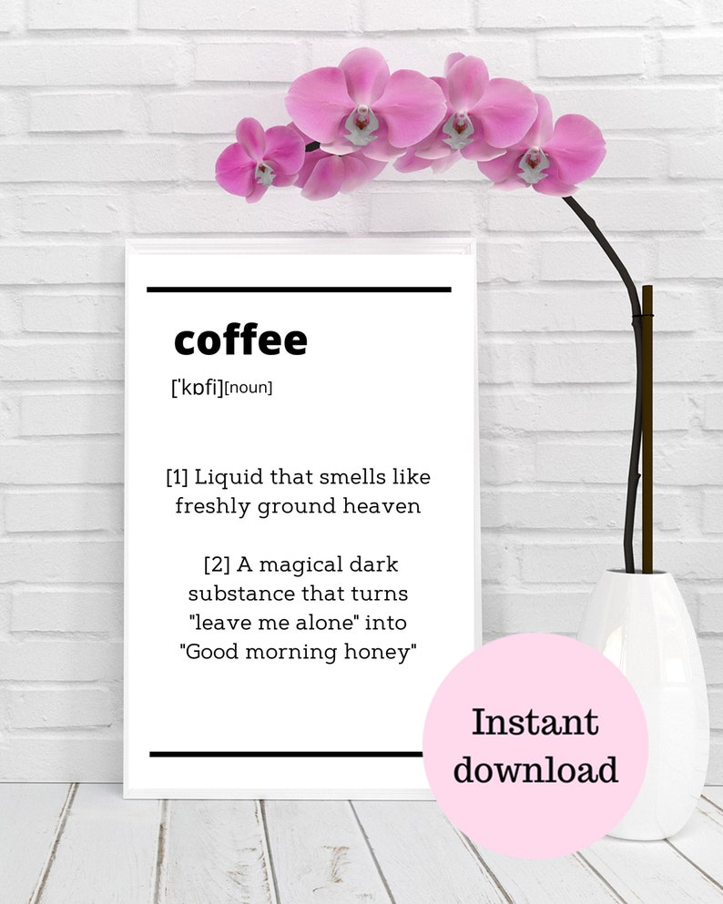 Coffee Definition Quote Wall Printable, Instant Download - Etsy