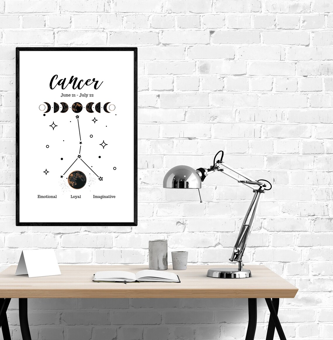 Cancer Wall Print, Cancer Zodiac Print, Office Decor, Cancer Star Sign ...