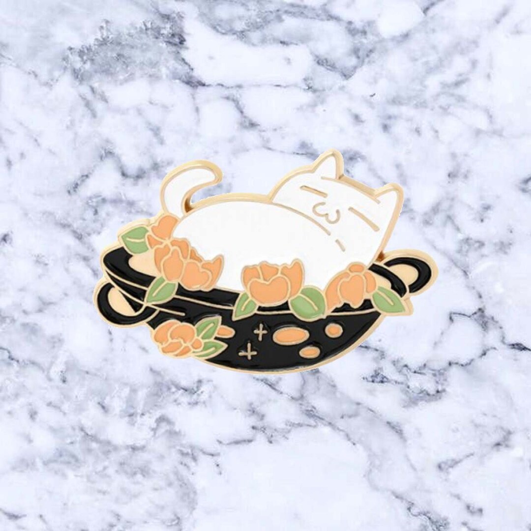 Sleeping Cat Enamel Pin - Etsy