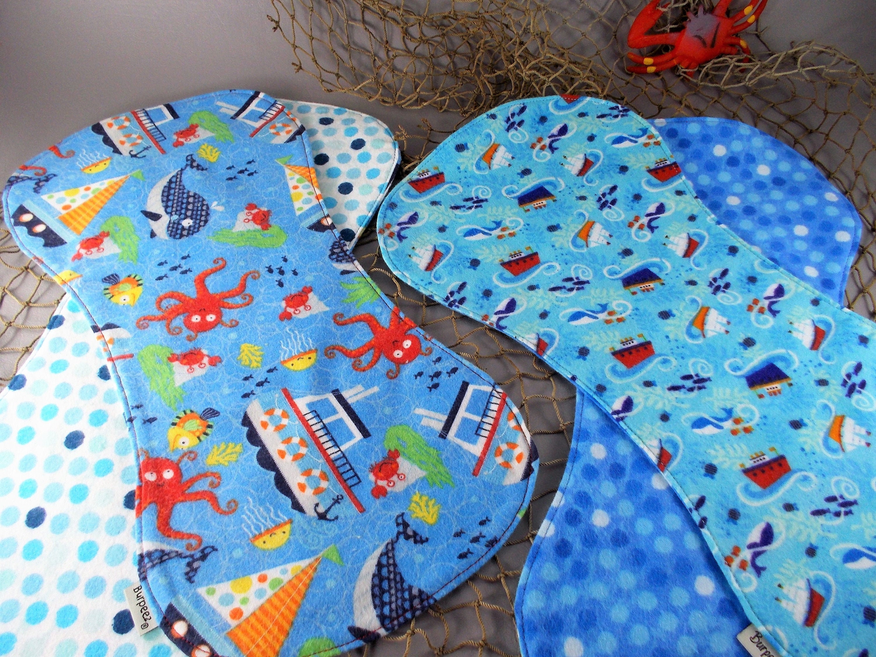 Whale of a Tale & Sail Away Burp Pads. Whales Octopus - Etsy