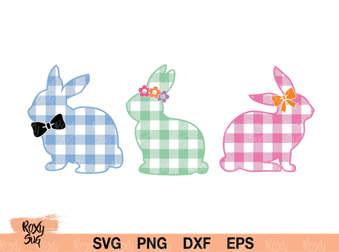 Easter Bunnies SVG Bundle, Bunny SVG, Easter Bunny SVG, Plaid Bunny Svg ...