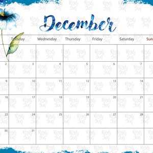 Calendar 2019, Floral Calendar Printable, Printable Calendar 2019 ...