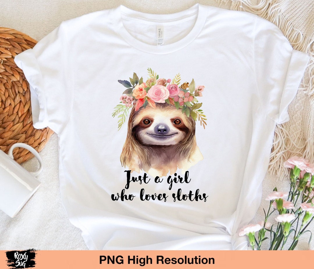 Sloth on Tree With Flowers Png, Sublimation Designs Download, Just a ...