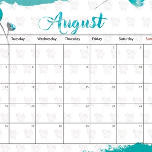 Calendar 2019, Floral Calendar Printable, Printable Calendar 2019 ...