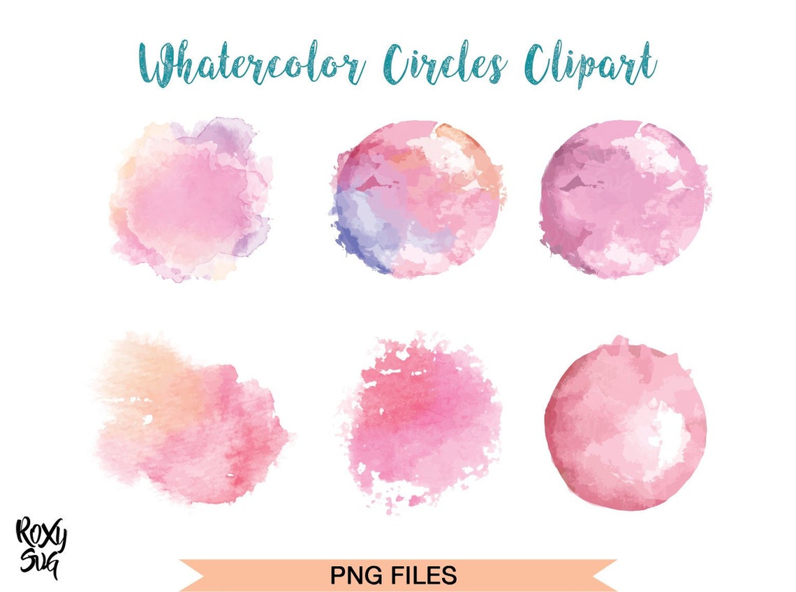 Watercolor Circles Clipart Watercolor Splashes Clip Art Pink - Etsy UK