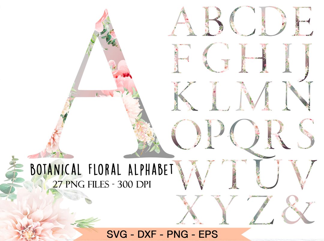 Alphabet Letters Botanical Floral Alphabet Watercolor Floral - Etsy