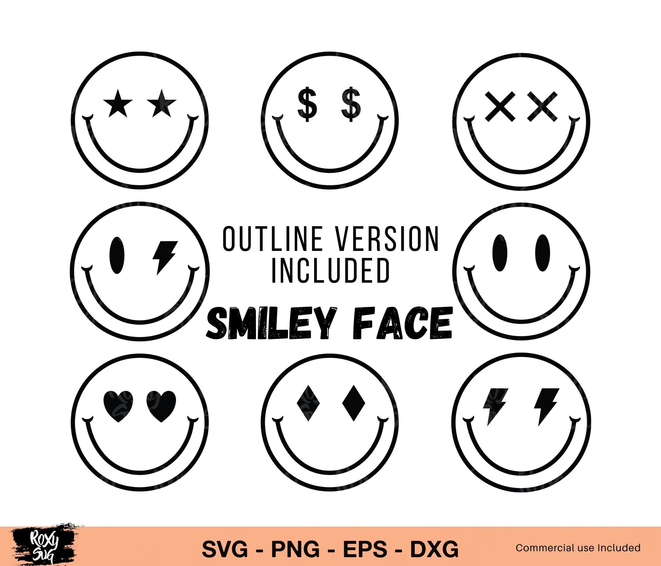 Smiley Face outline svg Retro 70s Smiley Face SVG Retro - Etsy México