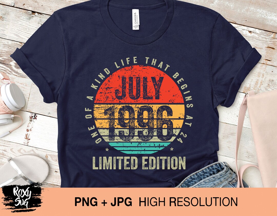 July 1996 Vintage Birthday Png Vintage July 1996 Png July - Etsy