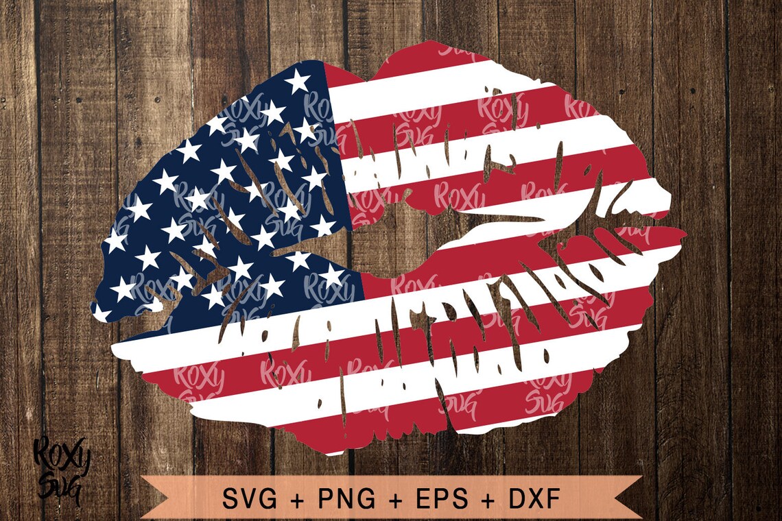 American Kiss Svg Patriotic Lips Svg Kiss Usa Svg 4th of - Etsy