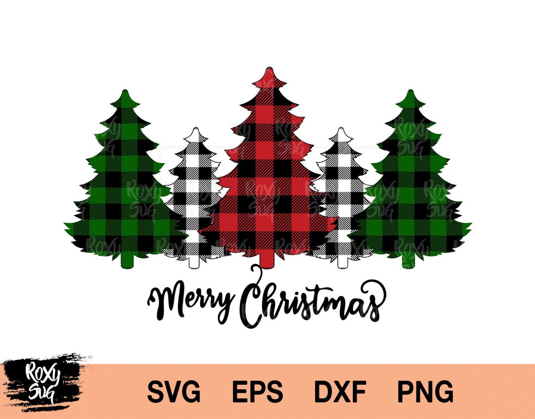 Buffalo Plaid Trees Svg, Christmas Tree SVG, Christmas Svg File, Merry ...