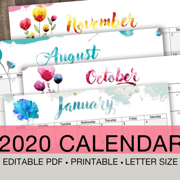 2020 Wall Calendar - Etsy