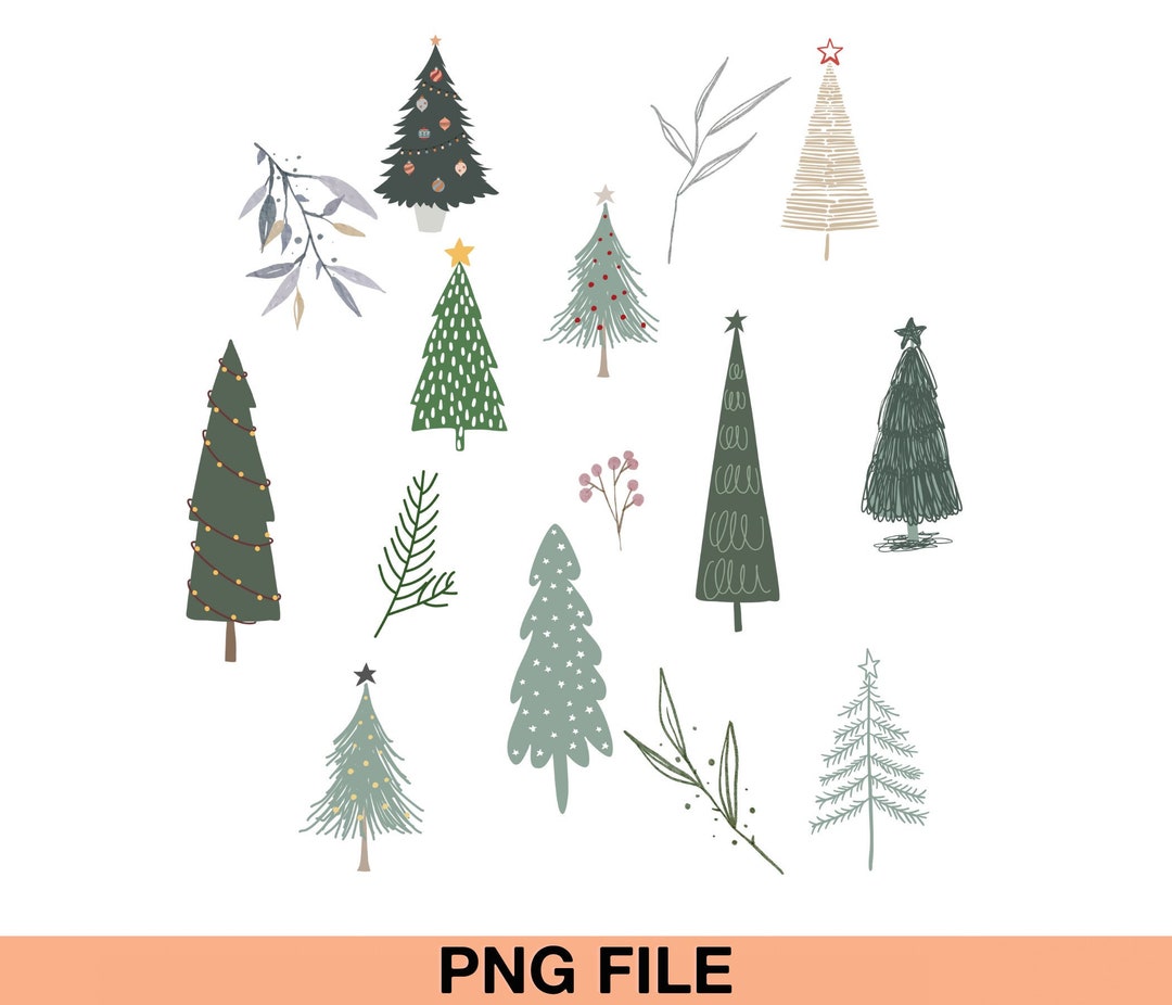Christmas Tree Png, Christmas Tree Set Png, Minimalist Christmas Tree ...