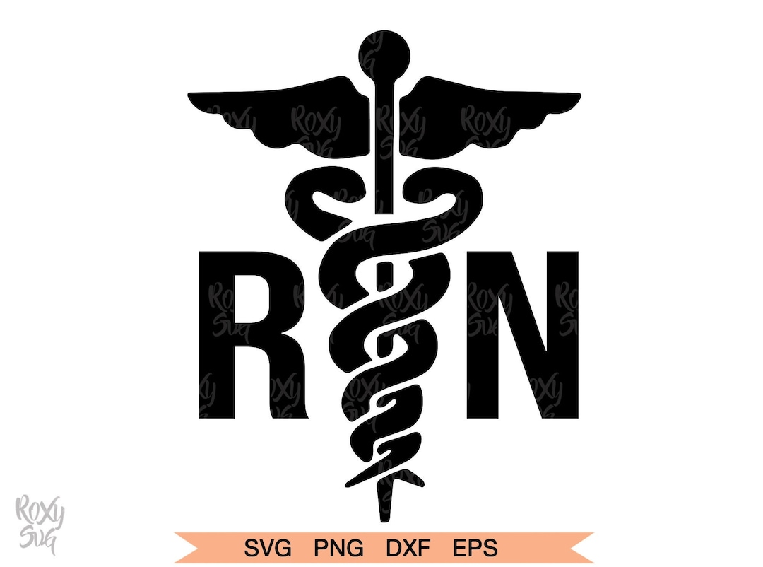 RN SVG, Registered Nurse Logo for Silhouette Cricut, Caduceus Svg, RN ...