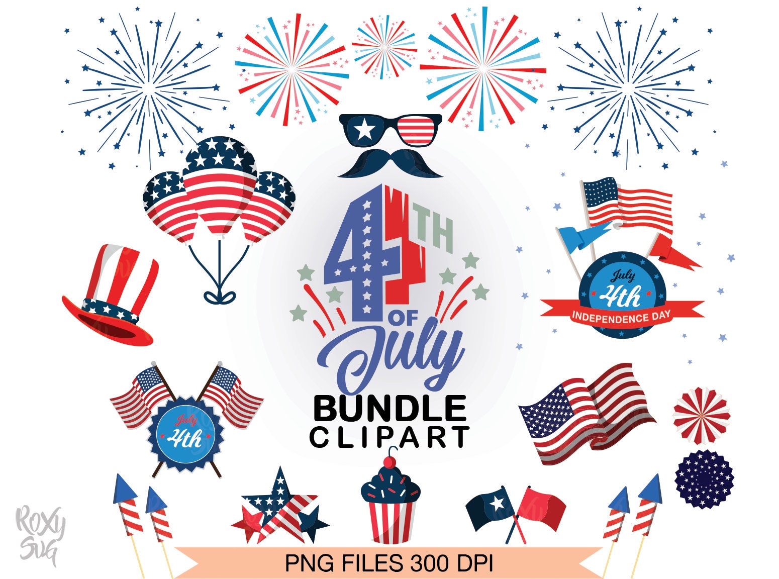 4th of july clipart american flag patriotic clipart fourth | Etsy