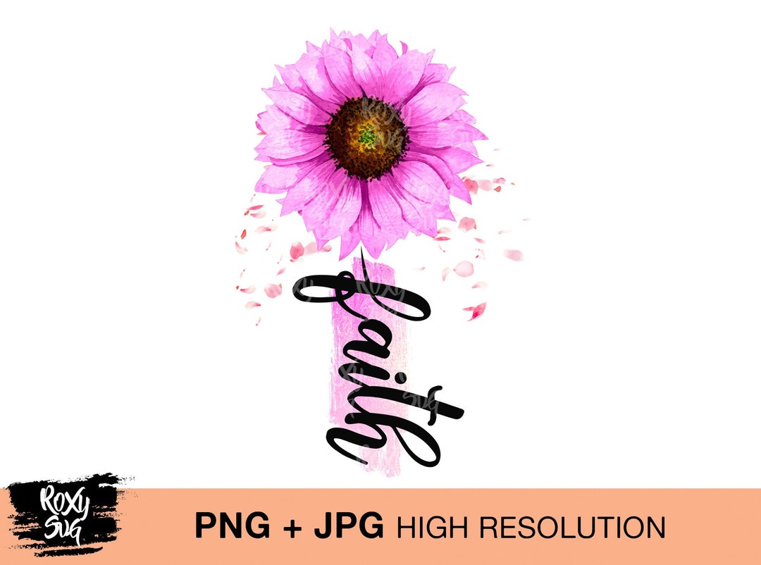 Pink Daisy Faith Cross, Sublimation Designs, Faith Clipart, Watercolor ...
