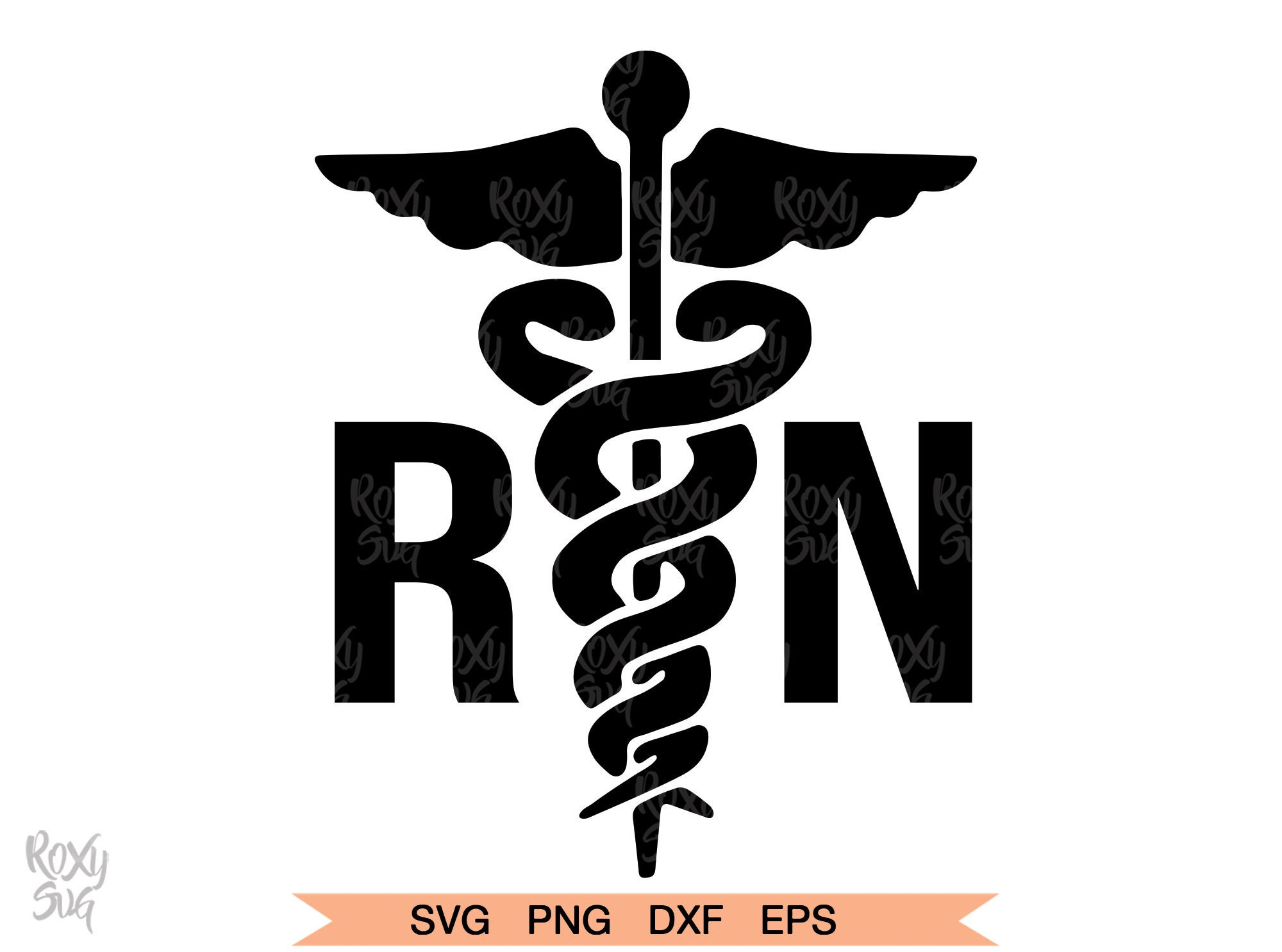 RN SVG Registered Nurse Logo for Silhouette Cricut Caduceus | Etsy
