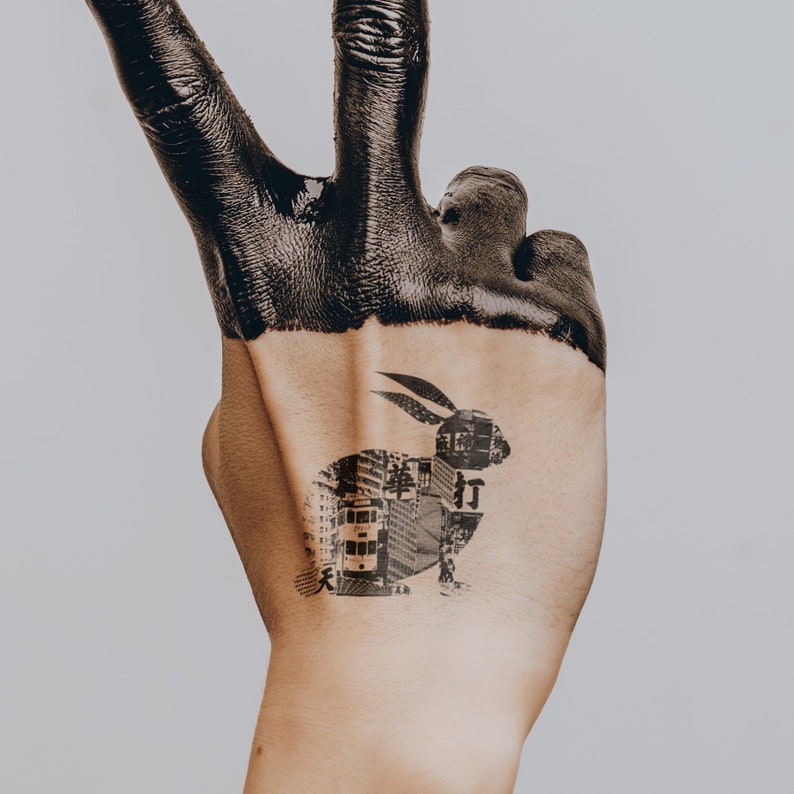 Chinese Zodiac Rabbit Tattoo Small Set Tattoo Sticker | Etsy