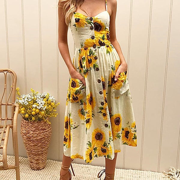 Sunflower Dress Women - Etsy