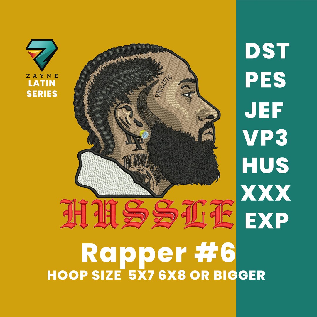 Rapper #6 Embroidery File 4x4, 5x7,6x9, 6x10 or Bigger Size Jef, Pes ...