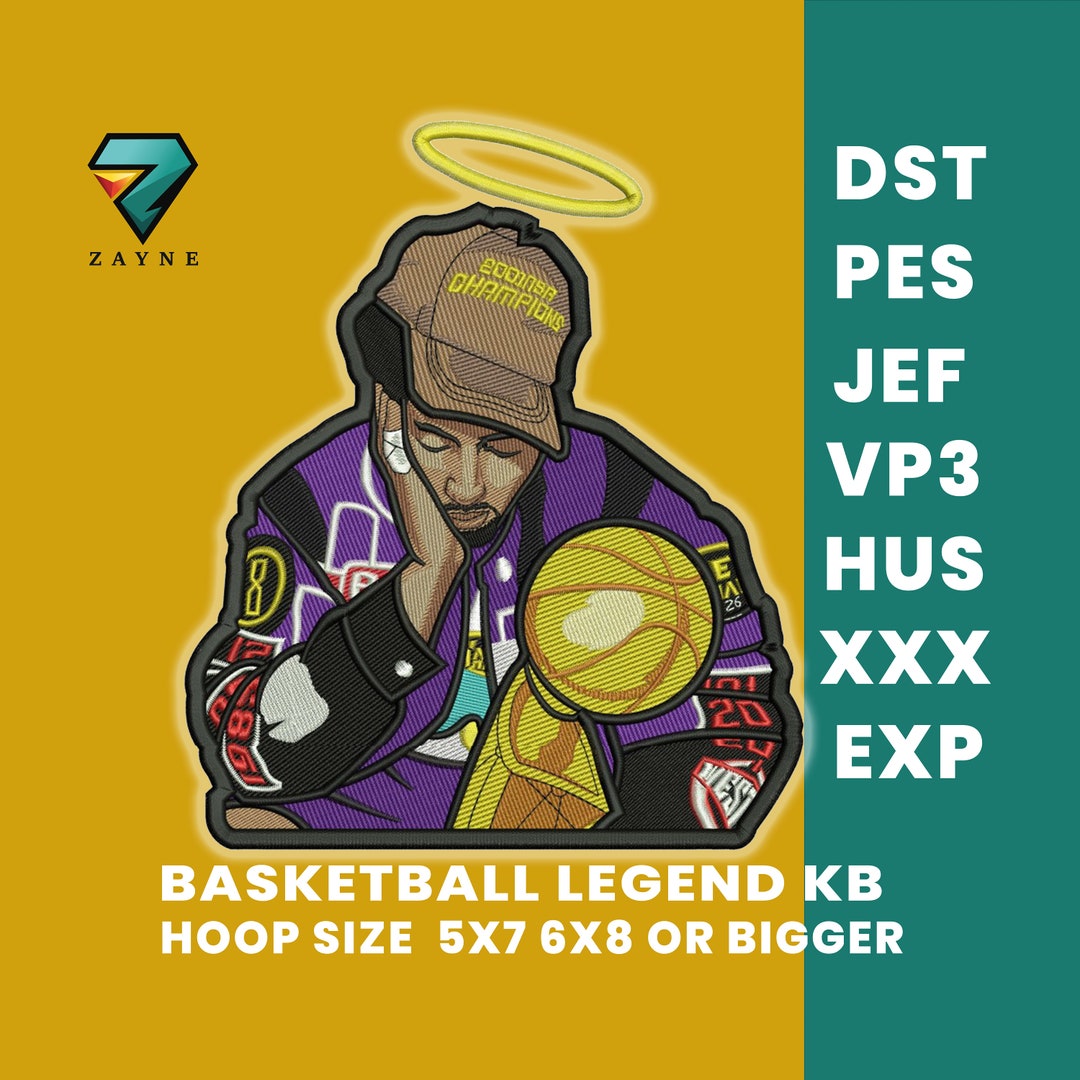 Embroidery File Basketball Legend KB Pes,jef,dst,vp3,hus,xxx,exp Logo ...