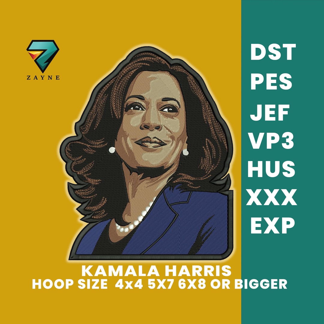 Kamala Harris Embroidery File Multiple Size Dst,exp,pes,jef,vpe,hus,xxx ...