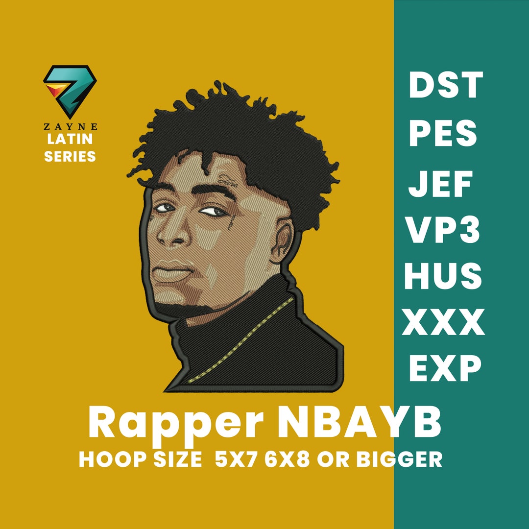 Rapper NBAYB Embroidery File Logo Included 5x7, 6x8, 7x9 Pes,jef,dst ...