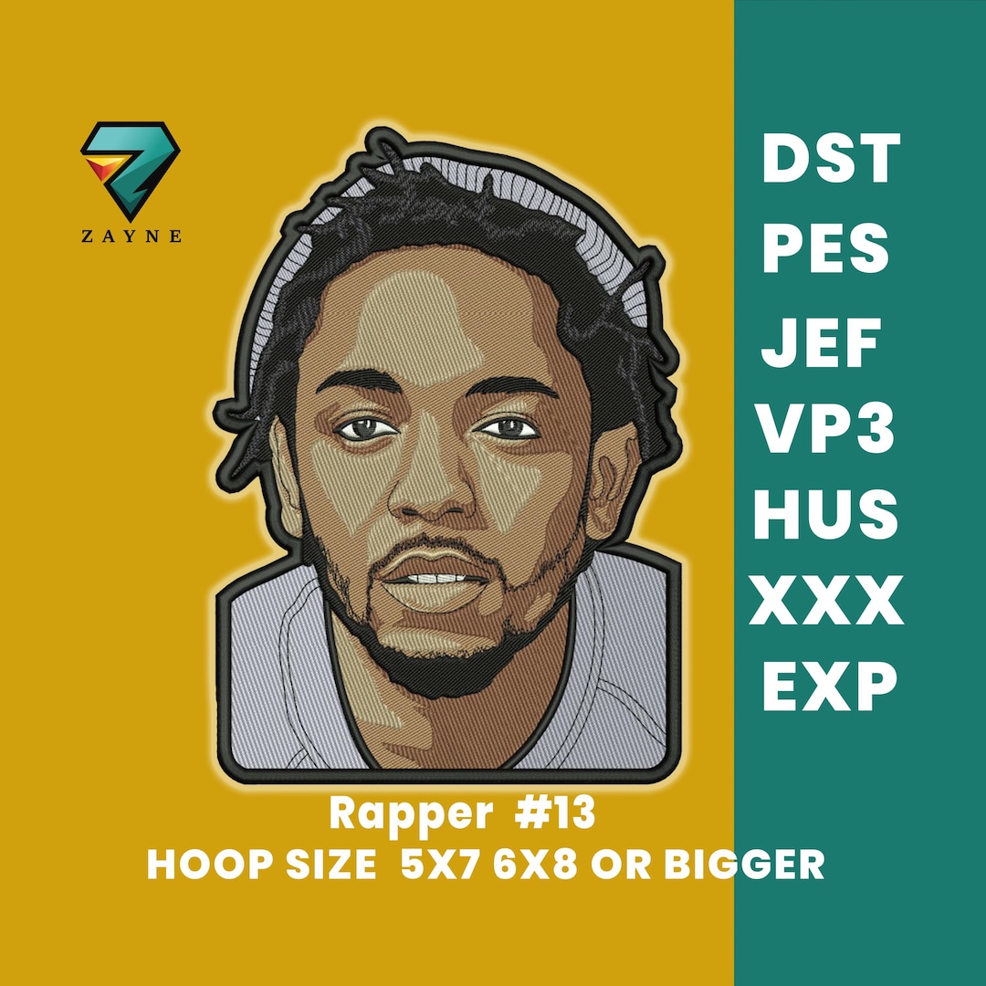 Rapper #13 Embroidery File 5x7, 6x8, 7x9 Dst,pes,exp,csd,vp3,hus,jef ...