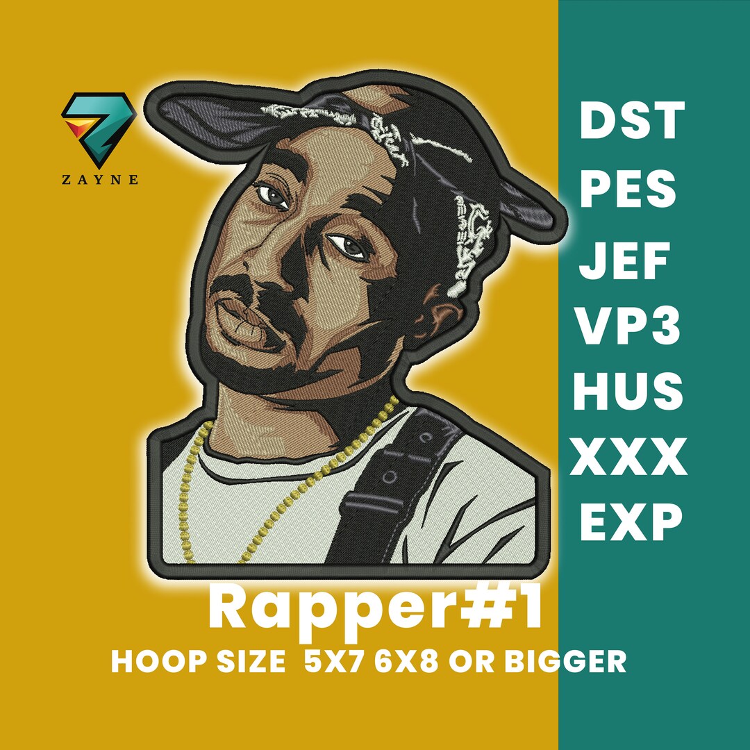 Rapper #1 Embroidery Files 3 Sizes (4x5,5x6 and 6x7) - Etsy