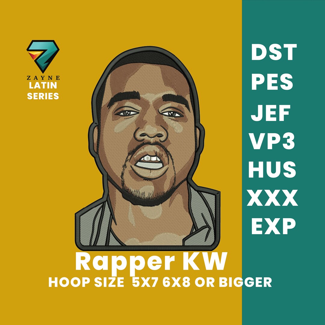 Rapper KW Embroidery File 5x7, 6x8, 7x9 Pes,dst,vpe,exp,csd,xxx,jef,hus ...