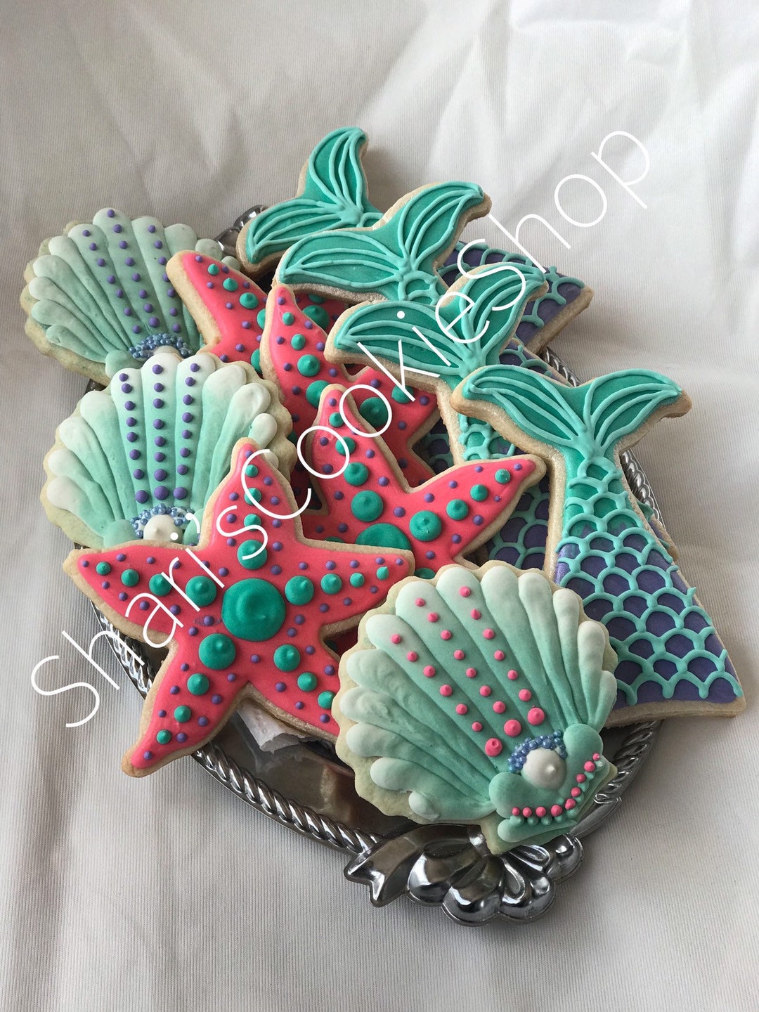 Mermaid/ocean Themed Sugar Cookies (mermaid Tails/starfish/shells) - Etsy