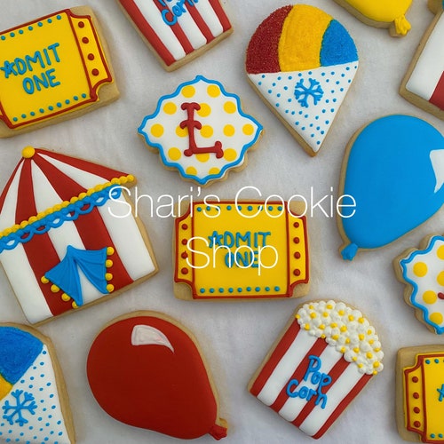 1 Dozen Circus Carnival Themed Decorated Cookies Cotton Candy - Etsy