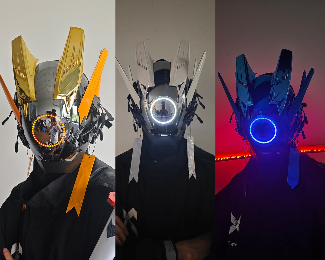 Voice Changer Cyberpunk Mask Cyber Mask Samurai Helmet Tactical Helmet ...