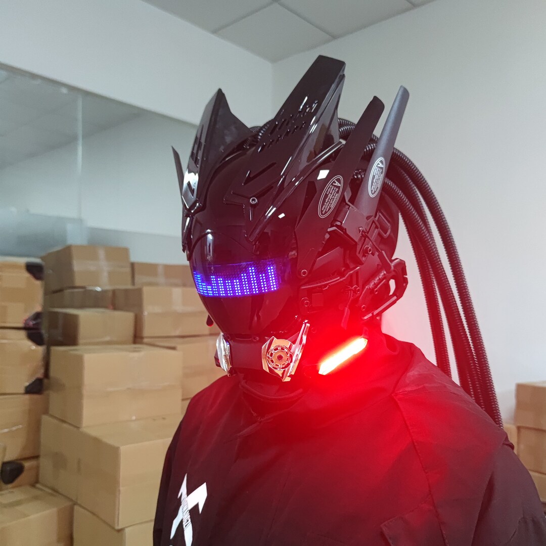 Voice Changer Cyberpunk Mask Cyber Mask Samurai Helmet Tactical Helmet ...