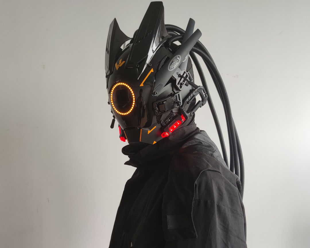 Voice Changer Cyberpunk Mask Cyber Mask Samurai Helmet Tactical Helmet ...