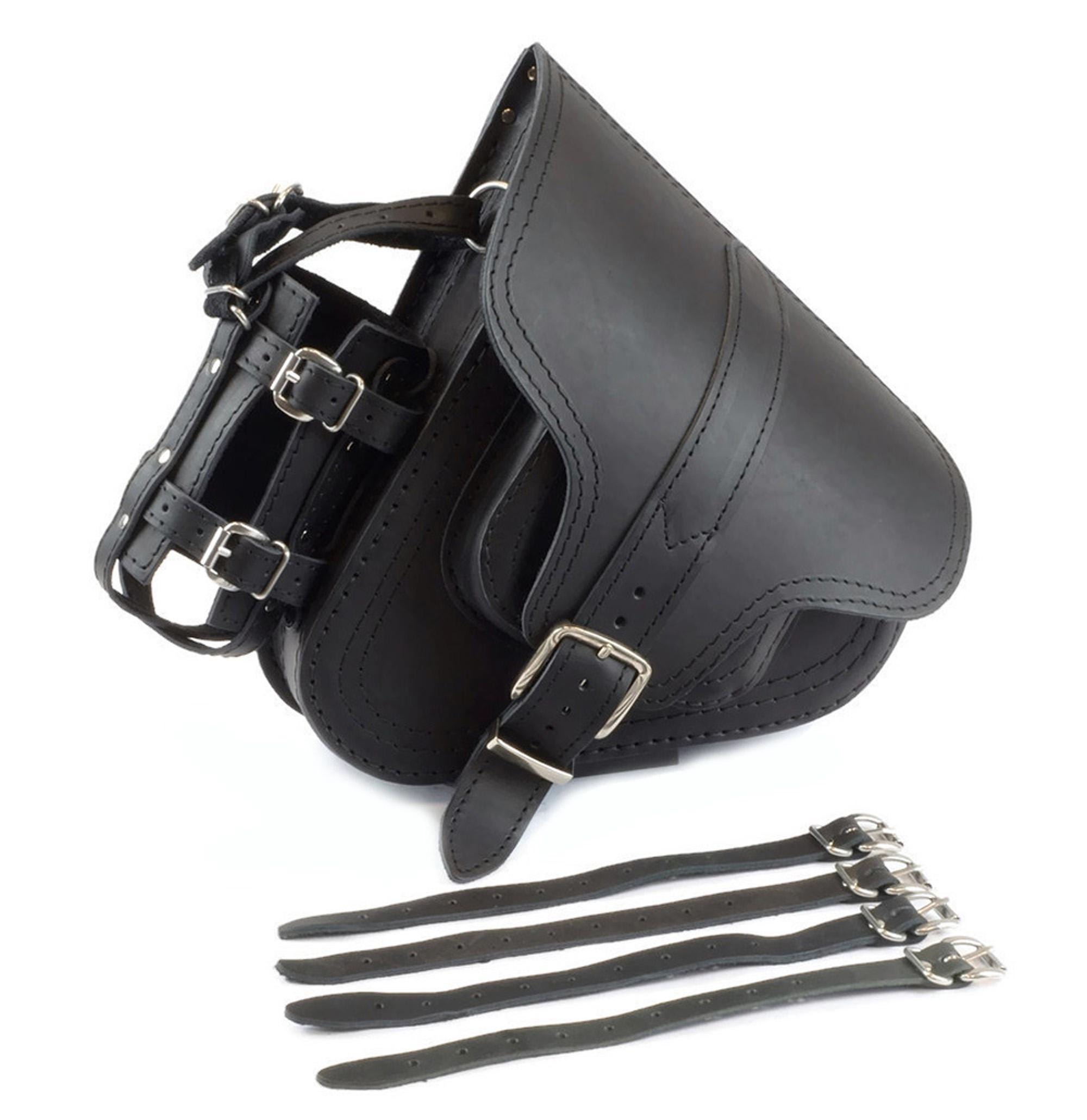 Black Leather Custom Bag for Harley Davidson Softail Slim Fat Boy ...