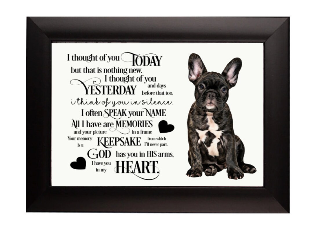 French Bulldog RIP Photo Frame 6 X 4 Inches I Thought of You Today Poem ...