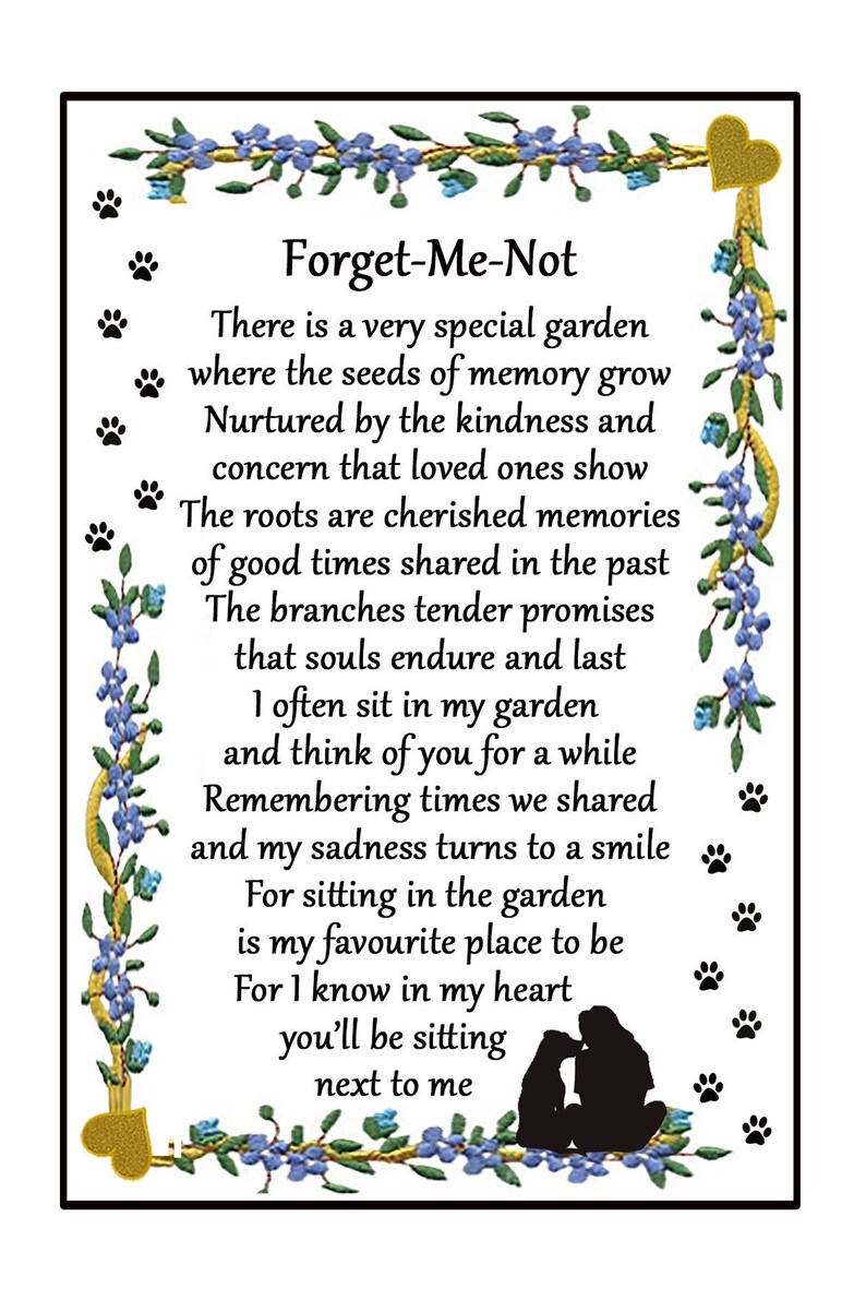 Dog Forget Me Not RIP Verse, Dog Loss, Remembrance, Sympathy ...