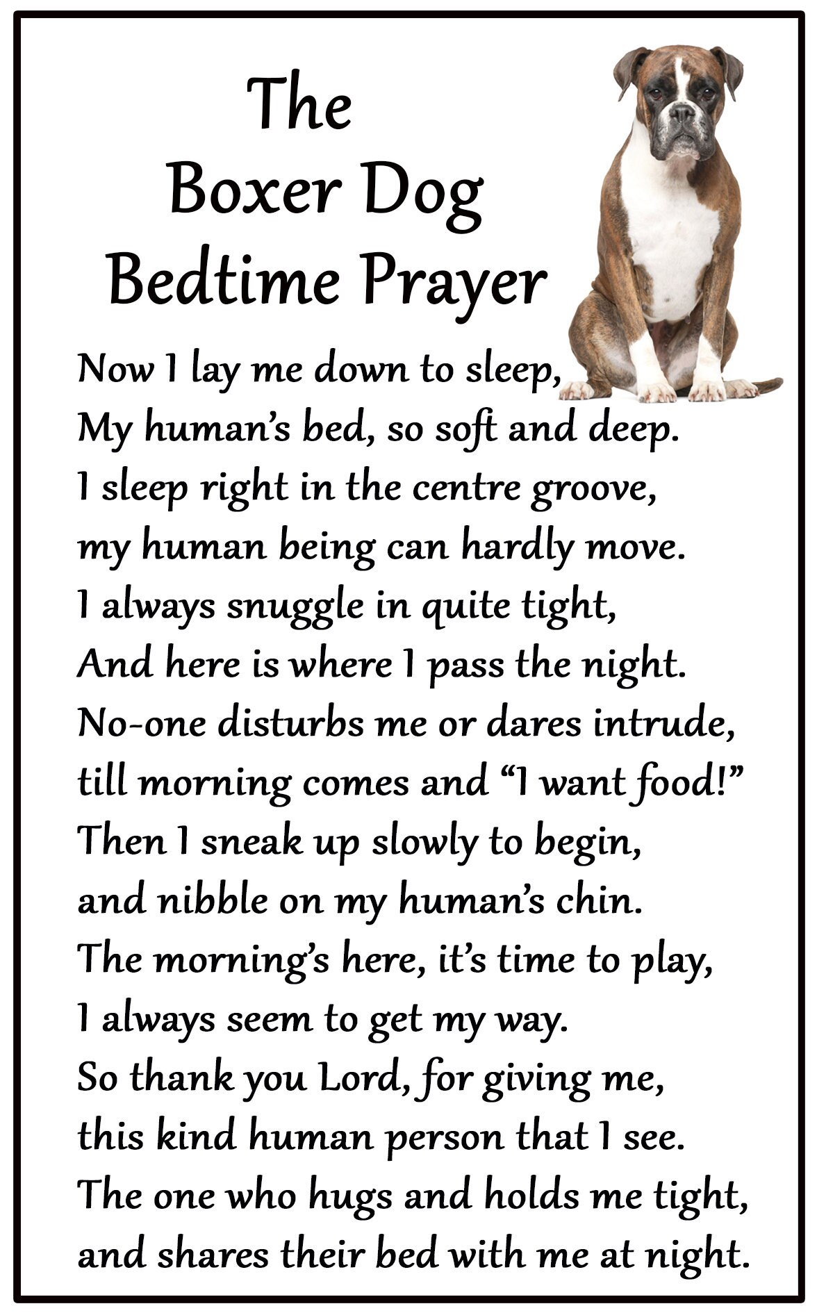 Fridge Magnets Boxer Dog Bedtime Prayer. Large 6 X 4 Inch Flexible ...