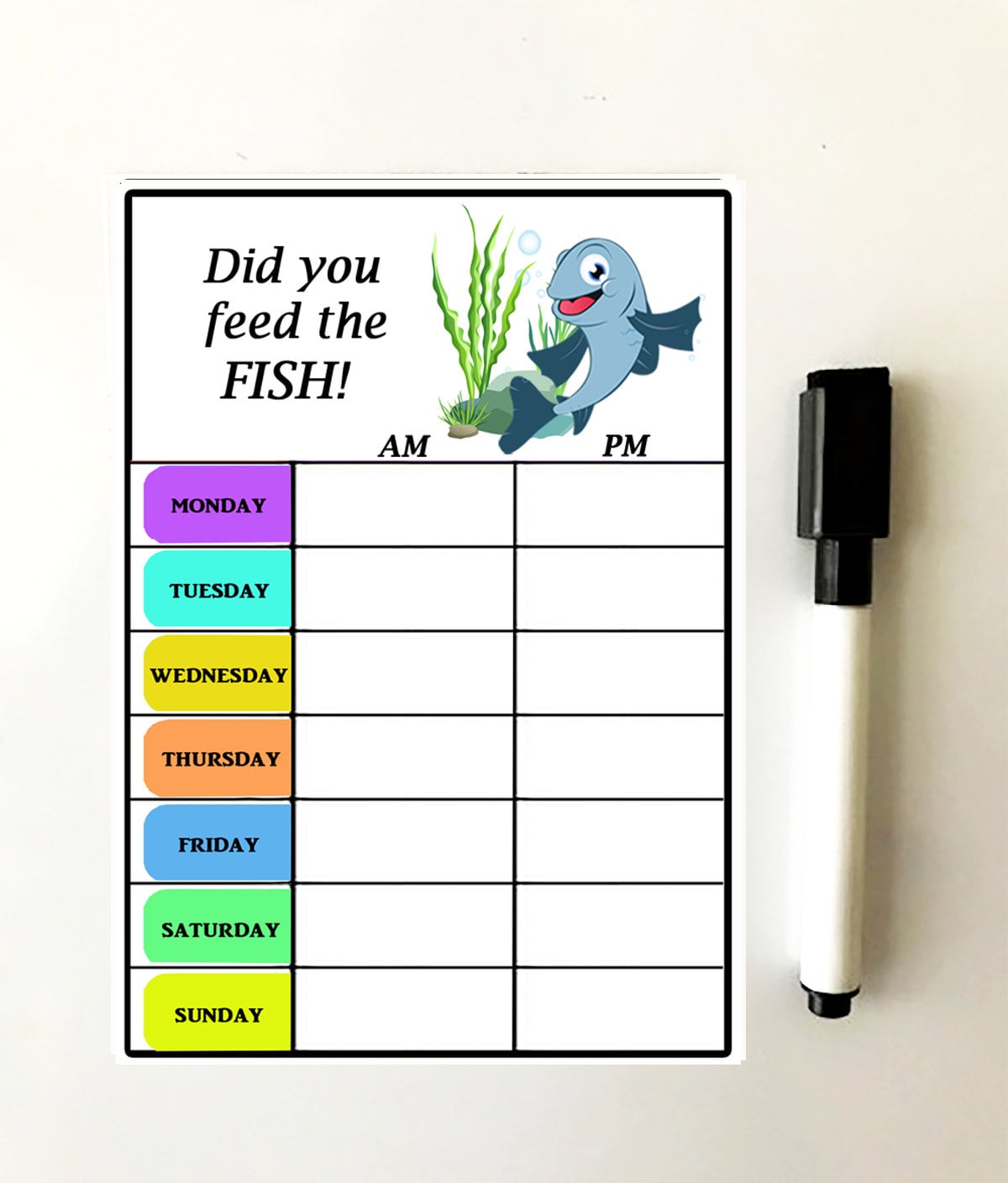 Fish Magnetic Feeding Chart With Magnetic Marker Pen - Etsy