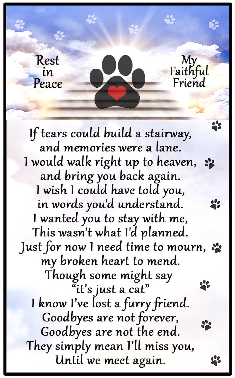 Cat RIP Goodbyes Pawprint, Cat Loss, Remembrance, Sympathy, Condolences ...